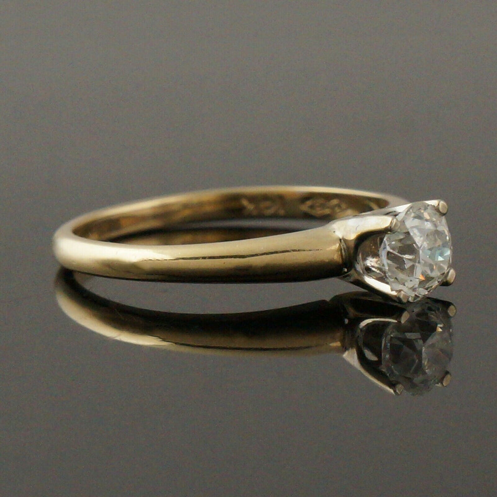 Solid 14K Yellow Gold & .46 Carat Old Mine Cut Diamond Wedding, Engage ...