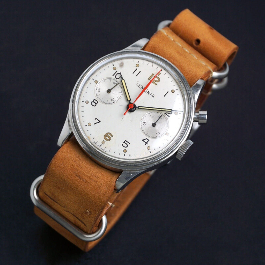 Rare Lemania British Military Stainless Steel One Button Chronograph W ...