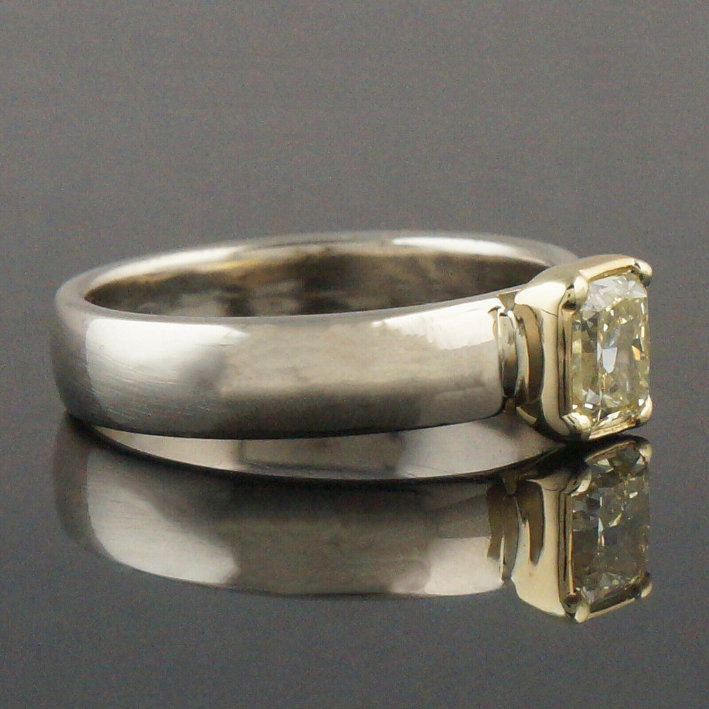 Solid 18K 14K Gold 1.0 Ct Ascher Fancy Yellow Diamond Solitaire Engage ...