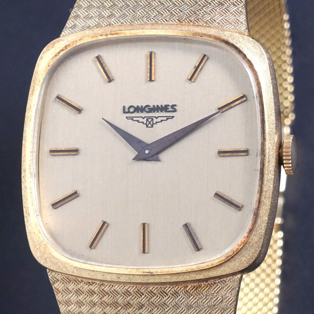 Stunning 1970s Longines Solid 14K Gold Man's Bracelet Watch Hand Windi ...