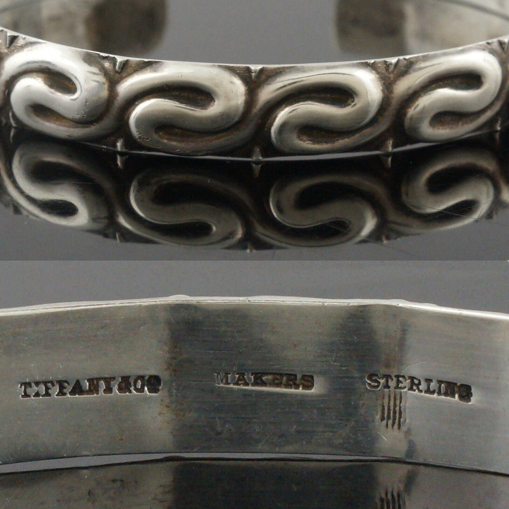 Antique Tiffany & Co. Sterling Silver Curved Wave Overlap, 7" Cuff Bra ...
