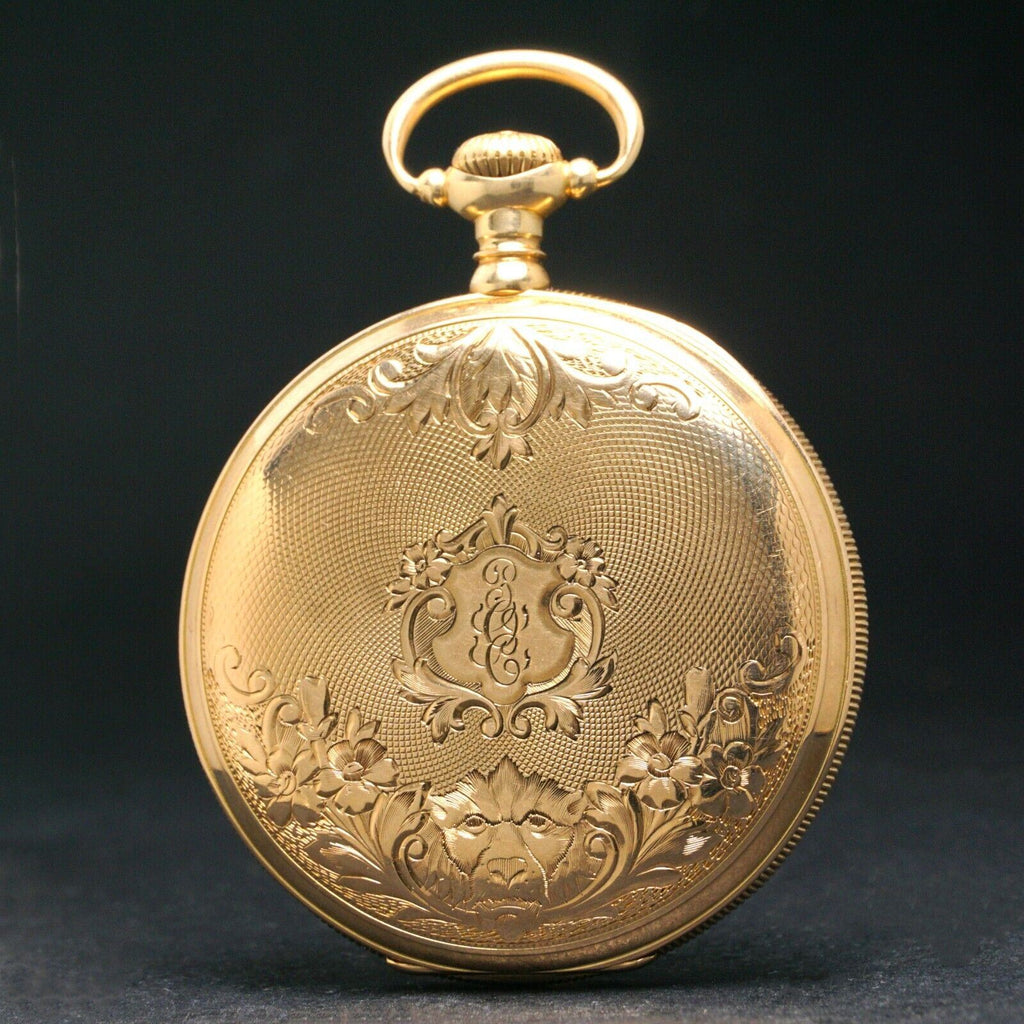 1913 Waltham 645 16S 21J Solid 14K Gold Railroad Pocket Watch Panther ...