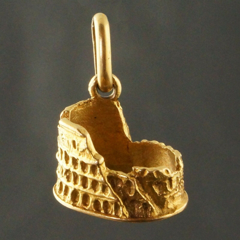 Solid 18K Yellow Gold, 3D Detailed Ancient Roman Colosseum Charm, Pend ...