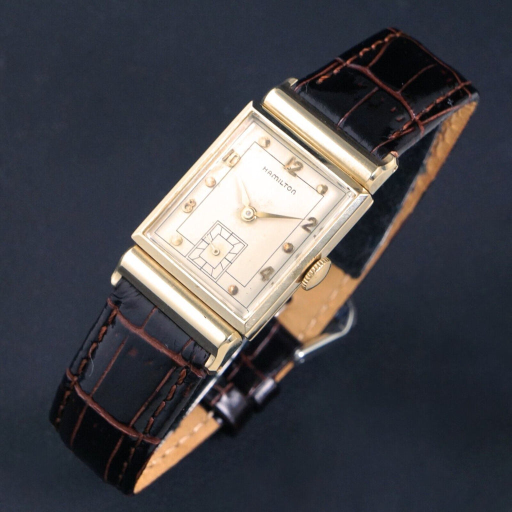 1950s Hamilton Barton Solid 14K Gold Man's Watch Rare Box & Papers, Se ...